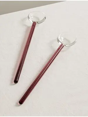 YALI GLASS Set Of Two Glass Salad Servers - Pink
