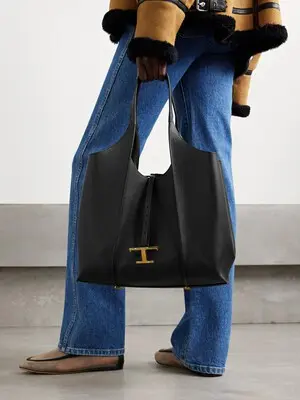 TOD'S Large Textured-leather Shoulder Bag