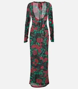 ALEXANDRA MIRO Selene Floral Mesh Maxi Dress - Black