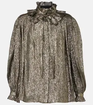 Chloé Ruffled Lame Silk-blend Blouse