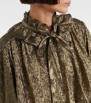 Chloé Ruffled Lame Silk-blend Blouse