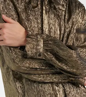Chloé Ruffled Lame Silk-blend Blouse