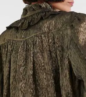 Chloé Ruffled Lame Silk-blend Blouse