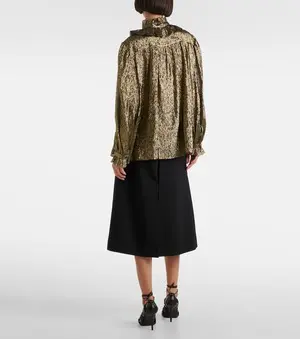 Chloé Ruffled Lame Silk-blend Blouse