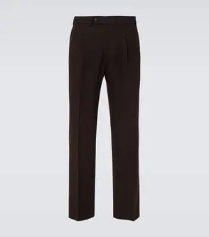 SAMAN AMEL Amo Wool Twill Straight-leg Pants