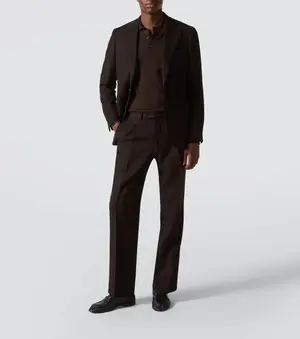 SAMAN AMEL Amo Wool Twill Straight-leg Pants