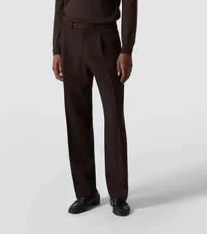 SAMAN AMEL Amo Wool Twill Straight-leg Pants