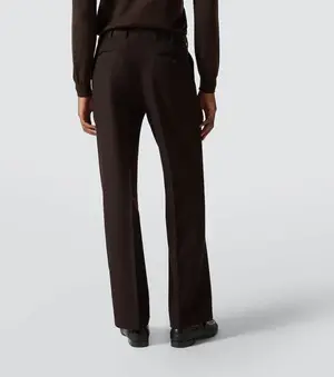 SAMAN AMEL Amo Wool Twill Straight-leg Pants