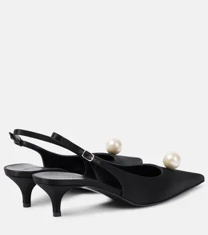 Magda Butrym Embellished Satin Slingback Pumps