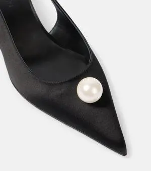 Magda Butrym Embellished Satin Slingback Pumps