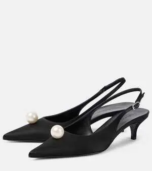 Magda Butrym Embellished Satin Slingback Pumps