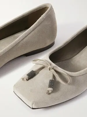 Brunello Cucinelli Bead-embellished Ballet Flats - Neutrals