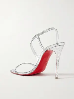 CHRISTIAN LOUBOUTIN Rosalie 100 Metallic Cracked-leather Slingback Sandals - Silver