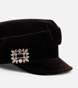 ROGER VIVIER Velvet Newsboy Cap - Brown