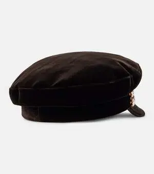 ROGER VIVIER Velvet Newsboy Cap - Brown