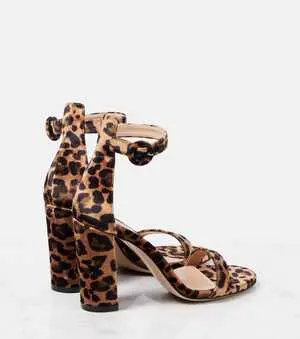 GIANVITO ROSSI Gaeta 95 Leopard-print Velvet Sandals - Brown