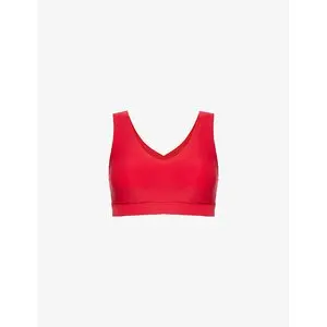 Chantelle Soft V-neck Stretch-woven Bralette - Poppy Red