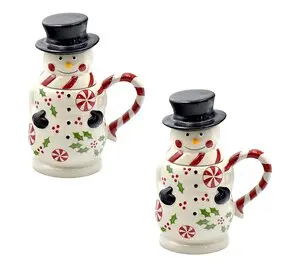 TEMP-TATIONS As Is Nostalgic Seasonal Set/2 Snowman Mugs - One-color