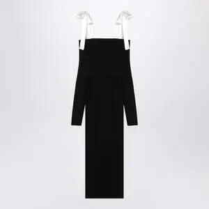 ROTATE BY BIRGER CHRISTENSEN Midi Dress With Bows - Black
