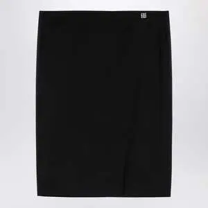 Givenchy Wool Midi Skirt With 4g Metal Button - Black