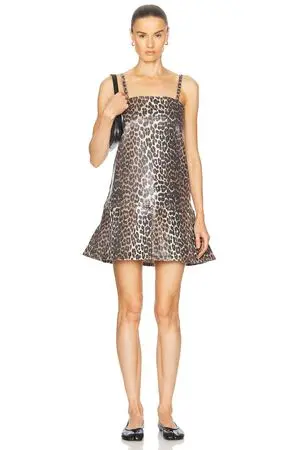 GANNI Sleeveless Mini Dress - Leopard