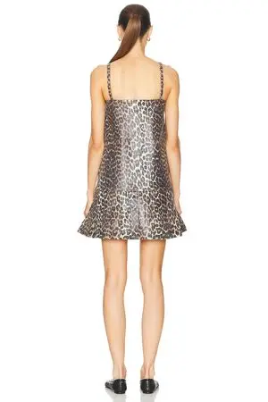 GANNI Sleeveless Mini Dress - Leopard