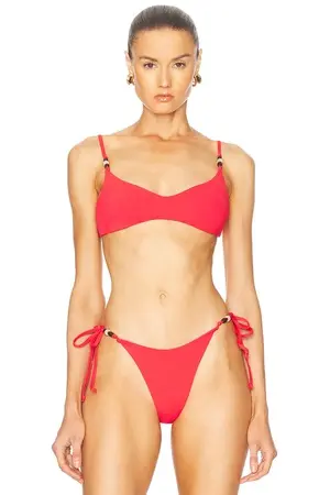 Bond Eye Mika Reversible Cropped Bikini Top - Cherry & Hibiscus