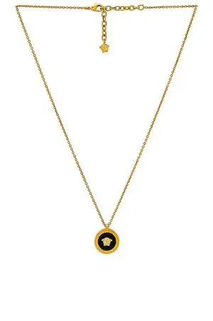 Versace Necklace With Medusa Pendant - Black & Gold