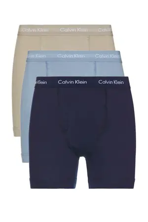 Calvin Klein Boxer Brief 3 Piece Set In Blue - New Navy  Vintage Khaki  & Troposphere