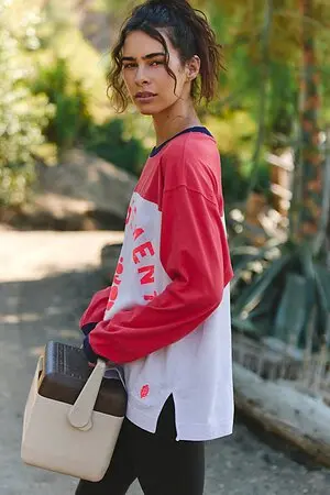 Free People Hustle Logo Layer Long Sleeve - South Beach Combo