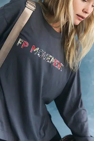 Free People Hustle Logo Layer Long Sleeve Top - Wildflower Logo Combo