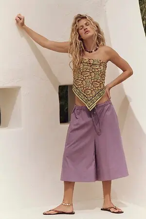 Free People Menorca Slouchy Capri Pants - Cool Violet