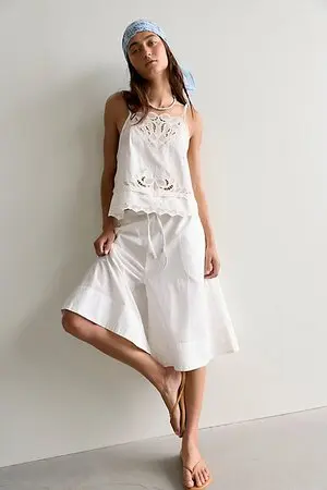 Free People Menorca Slouchy Capri Pants - Ivory