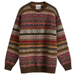 JAMIESON'S OF SHETLAND Fair Isle Crew - Brown