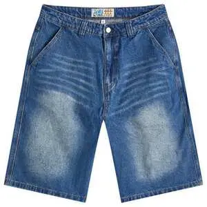 LO-FI Activate Denim Shorts - Washed Dark Blue