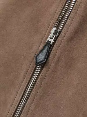 REISS Block Brick Suede Zip-through Bomber Jacket
