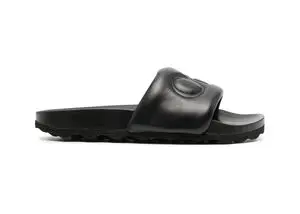 Off-White Bookish Leather Sliders - Black