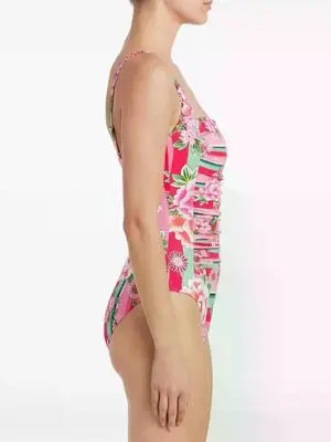 Johnny Was Ruched One-piece Swimsuit - Pink