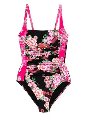 Johnny Was Ruched One-piece Swimsuit - Black