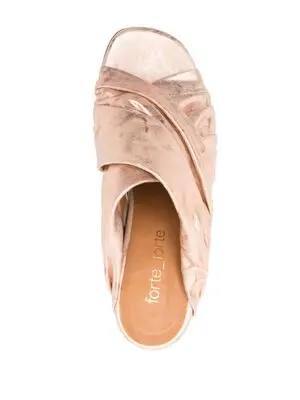 FORTE_FORTE Laminated Leather Sandals - Pink