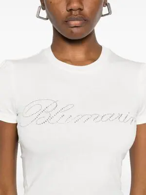 Blumarine Rhinestone-logo T-shirt - White