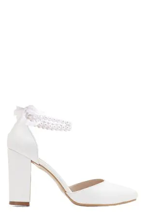 FOREVER & ALWAYS SHOES Denise Wedding Heels With Pearls - White
