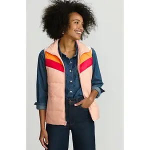 LANDS' END Wanderweight Reversible Packable Down Vest - Pink/sweet Mango Colorblock