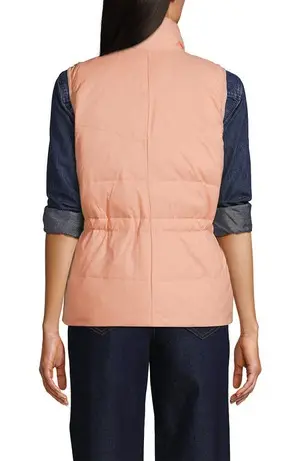 LANDS' END Wanderweight Reversible Packable Down Vest - Pink/sweet Mango Colorblock