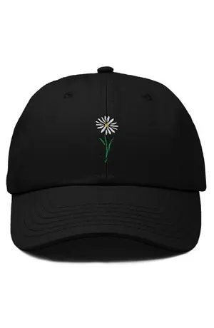 DALIX Daisy Embroidered Cap - Black