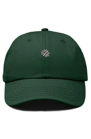 DALIX Daisy Embroidered Cap - Dark Green