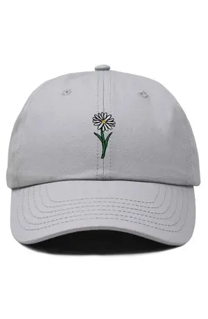 DALIX Daisy Embroidered Cap - Gray