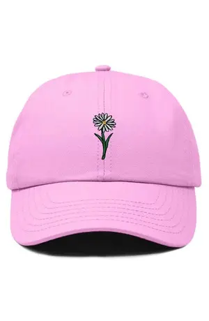 DALIX Daisy Embroidered Cap - Light Pink