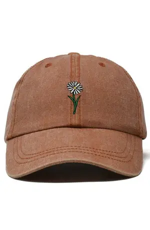 DALIX Daisy Embroidered Cap - Washed Orange