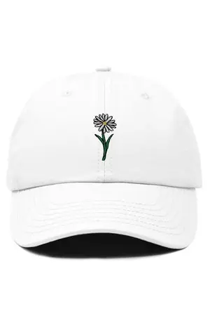 DALIX Dalix Daisy Embroidered Cap White